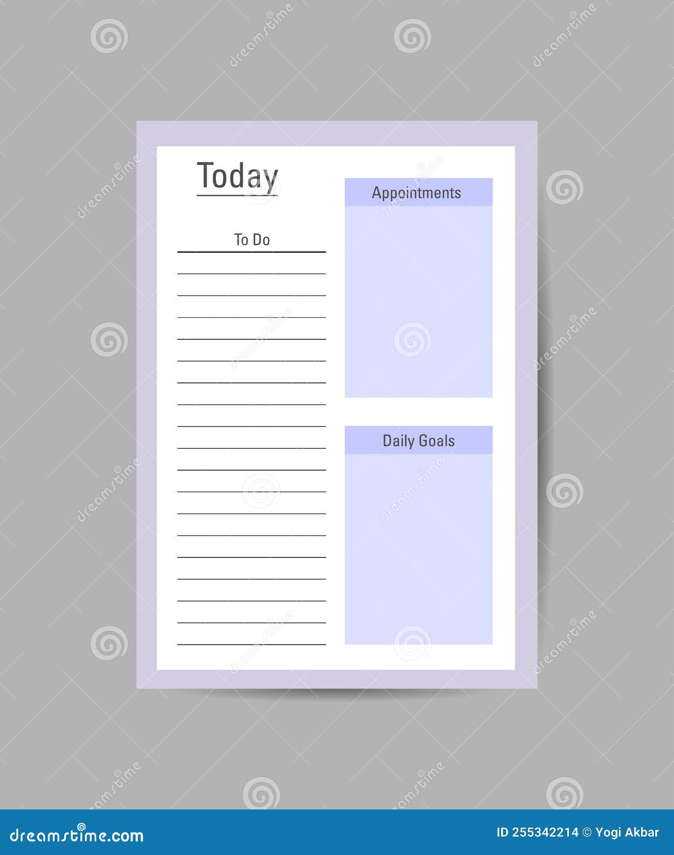 Daily Planner On A White Background. Templates For Agendas, Planners ...
