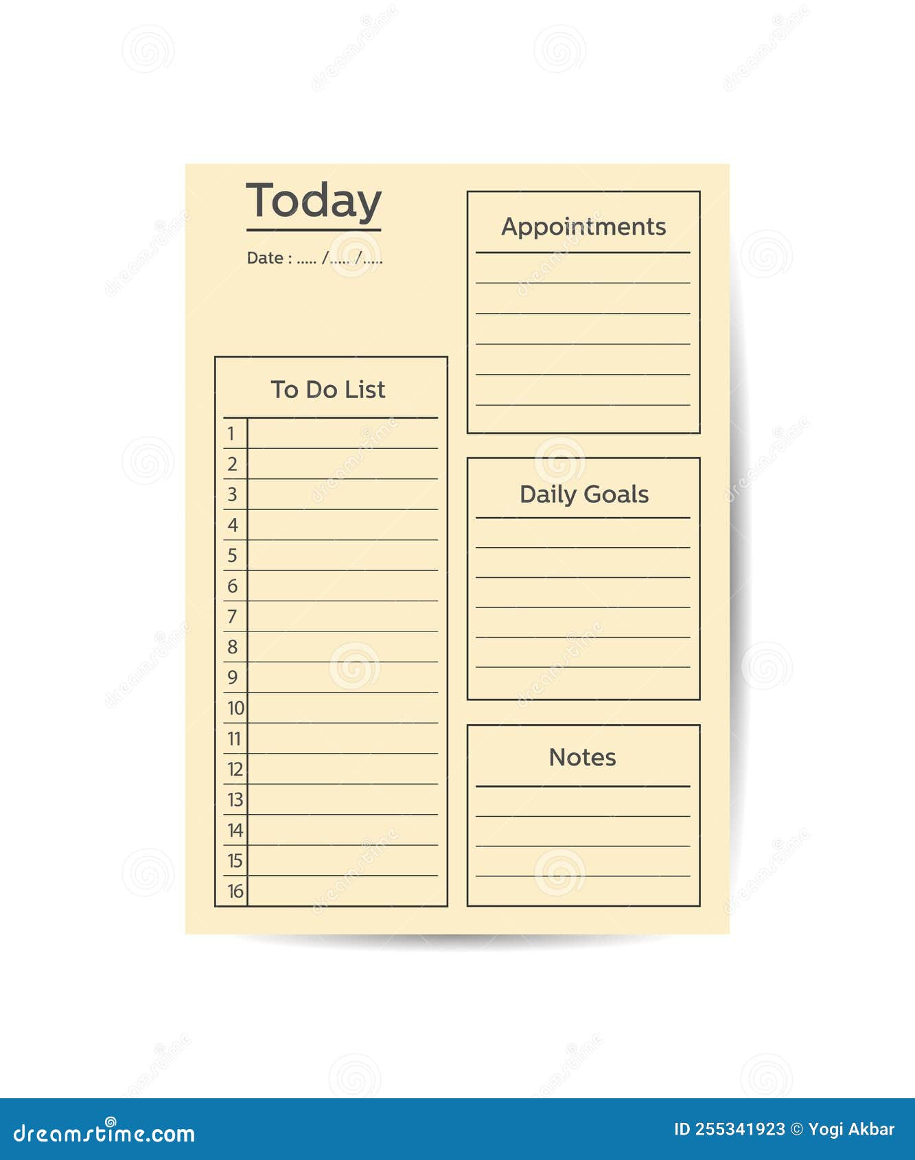 , daily Planners, Note Paper, Sticker Templates. Vector Illustration ...