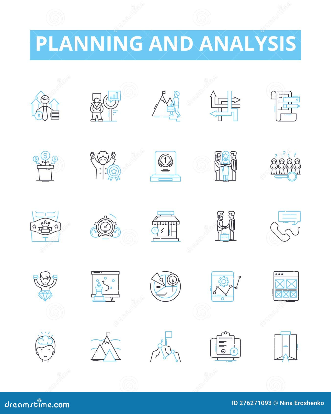 Planning and Analysis Vector Line Icons Set. Planning, Analysis ...