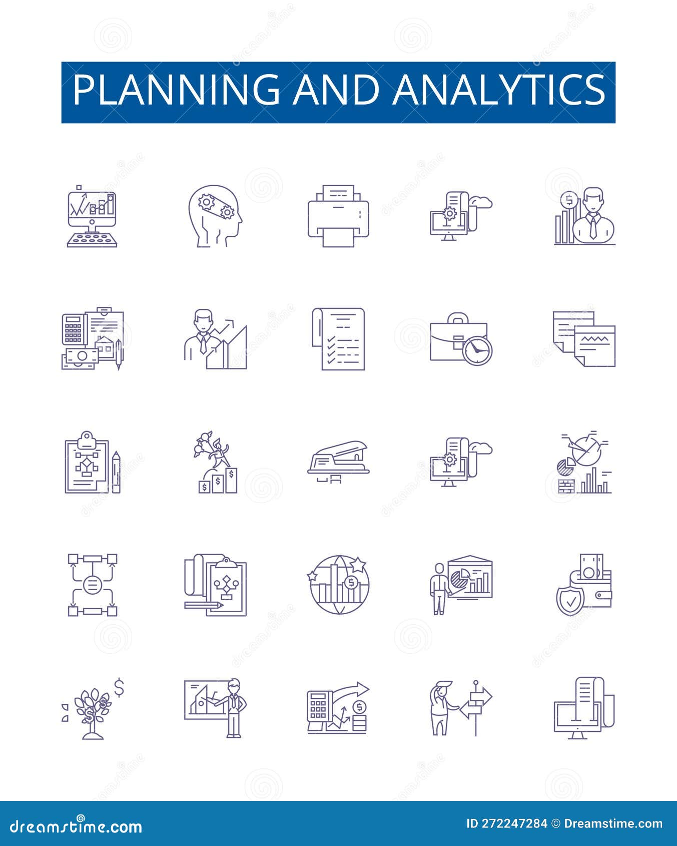 Planning and Analytics Line Icons Signs Set. Design Collection of ...
