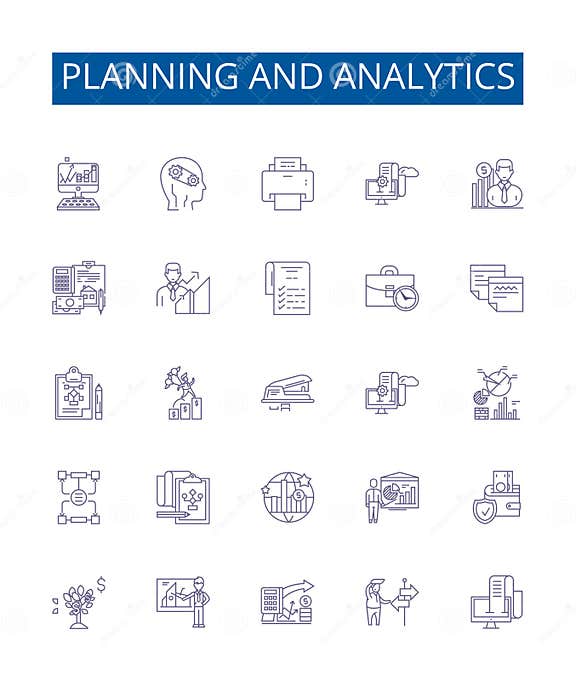 Planning and Analytics Line Icons Signs Set. Design Collection of ...