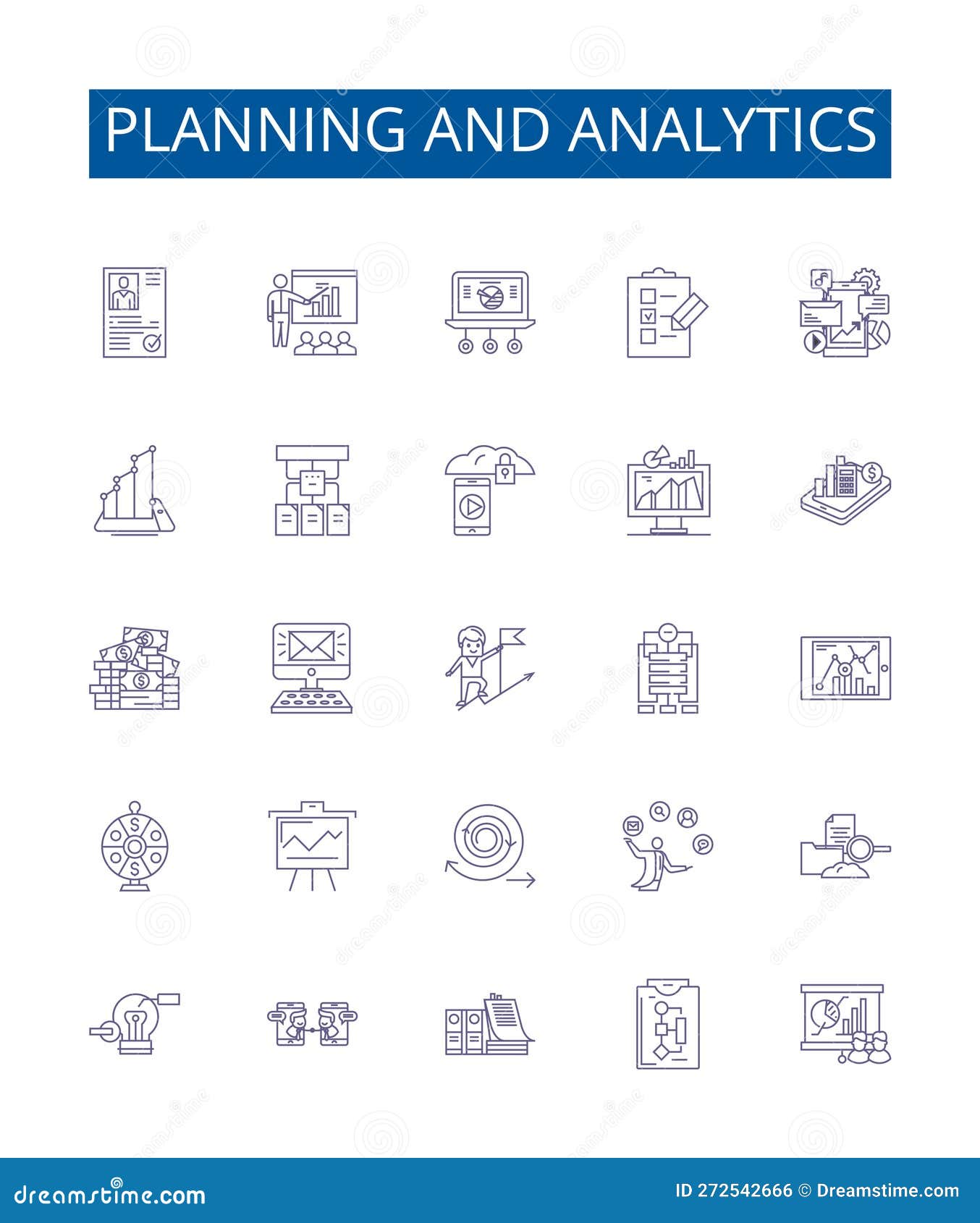 Planning and Analytics Line Icons Signs Set. Design Collection of ...