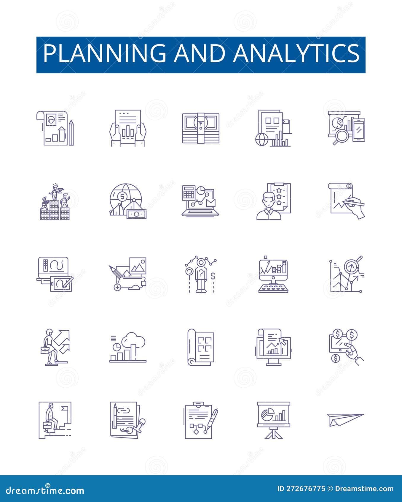 Planning and Analytics Line Icons Signs Set. Design Collection of ...