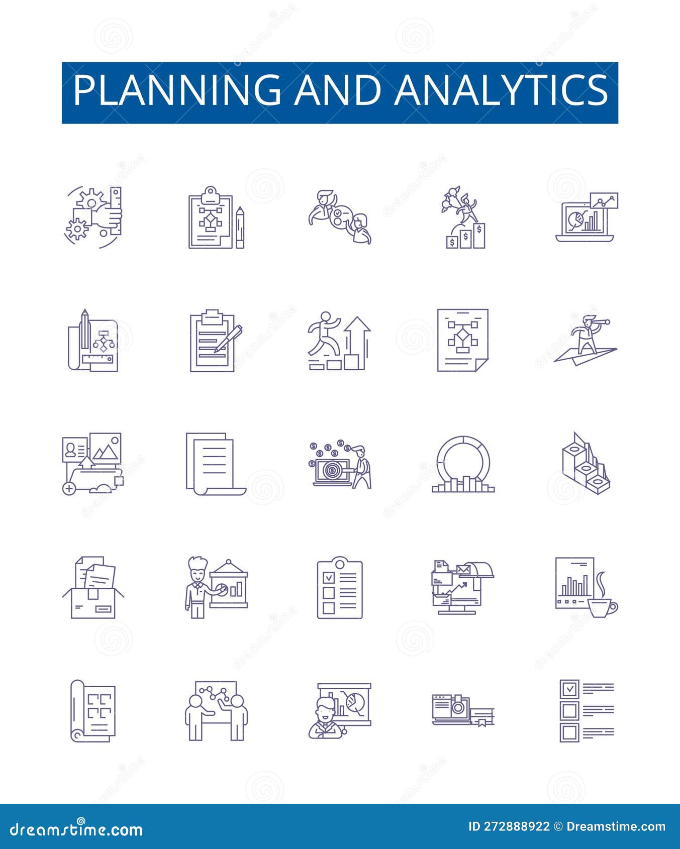 Planning and Analytics Line Icons Signs Set. Design Collection of ...