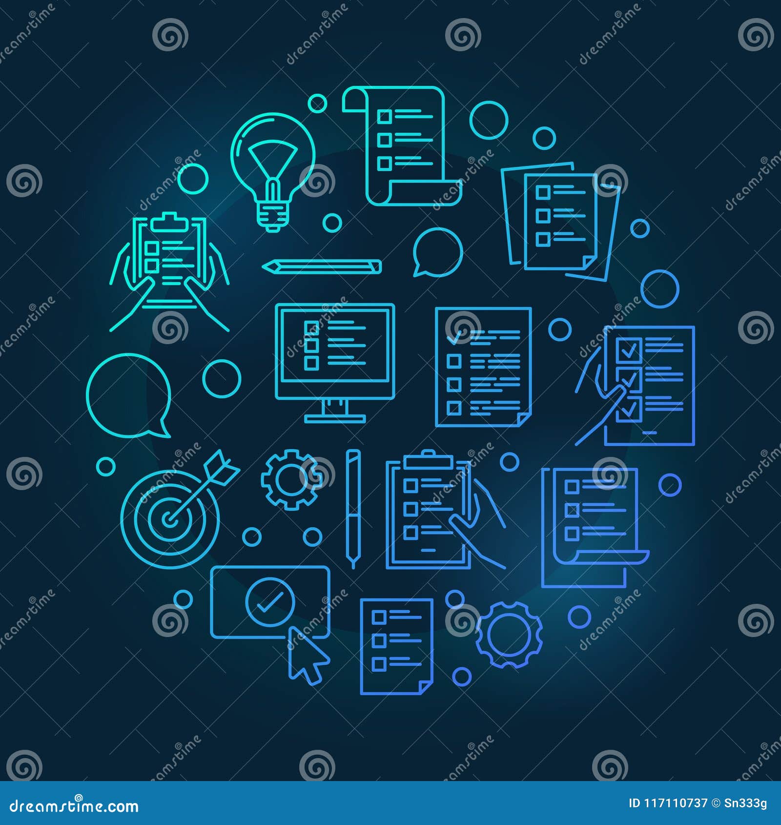 Planning Blue Linear Illustration. Vector Colored Symbol Stock Vector ...