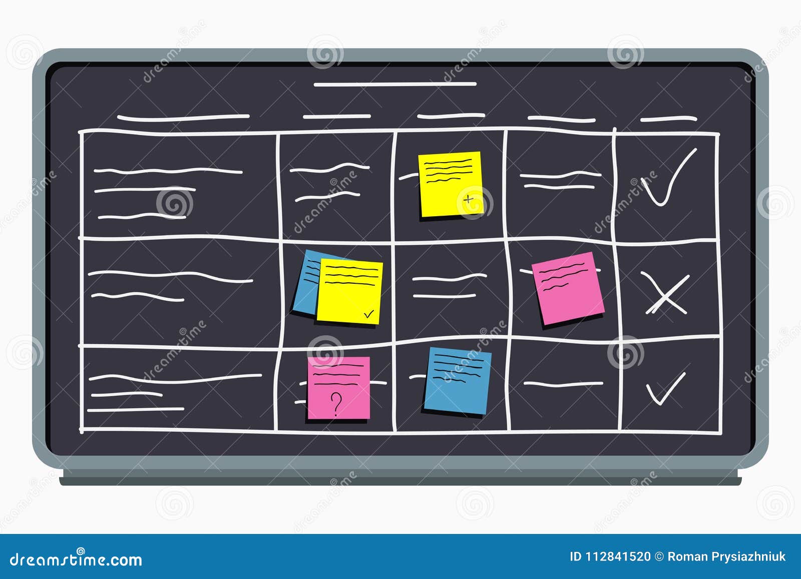 Planning Board with Sticky Notes. Task Board with Table Scheme and ...