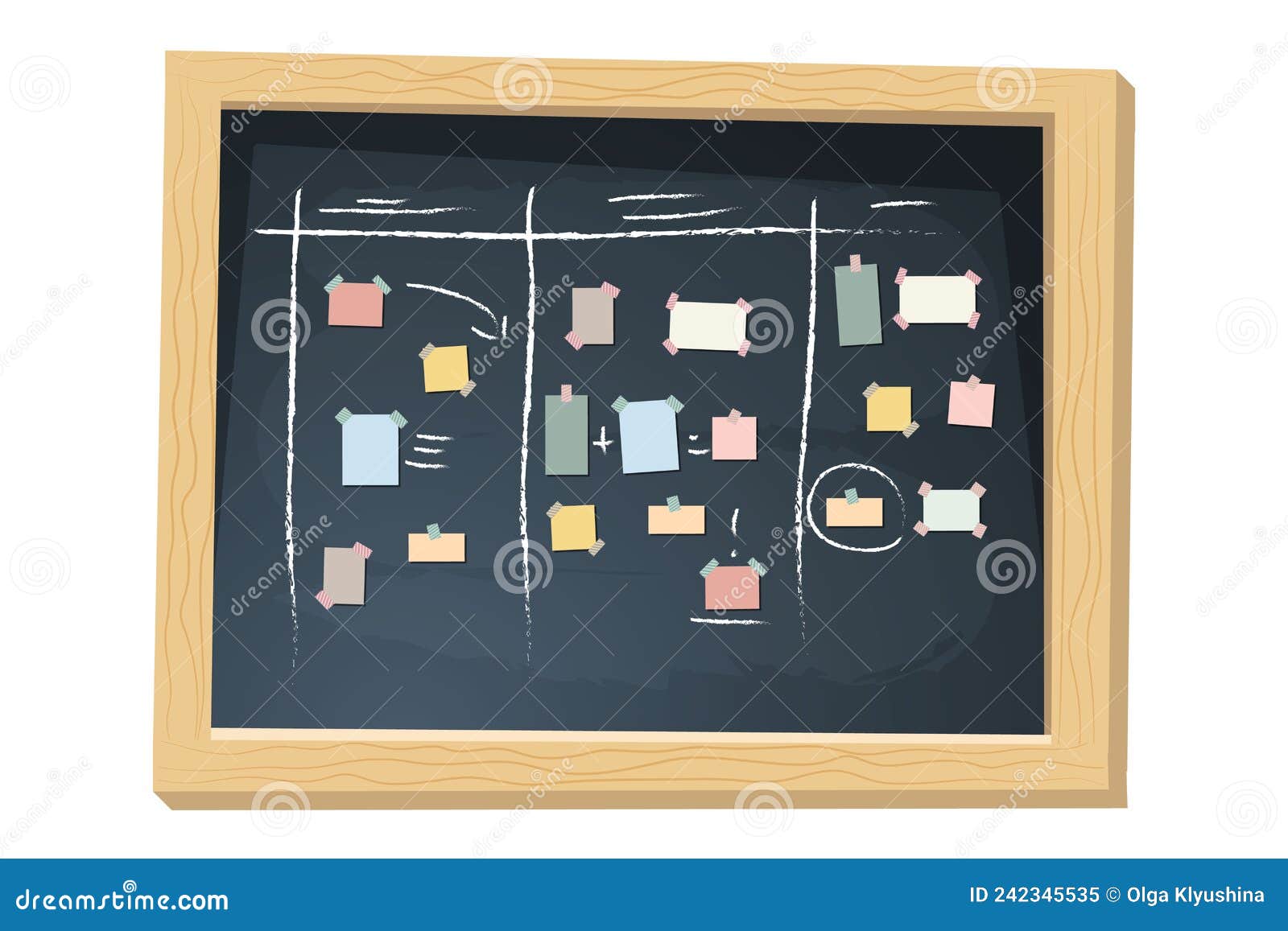 Planning Board with Sticky Notes. Task Board with Table Scheme and ...