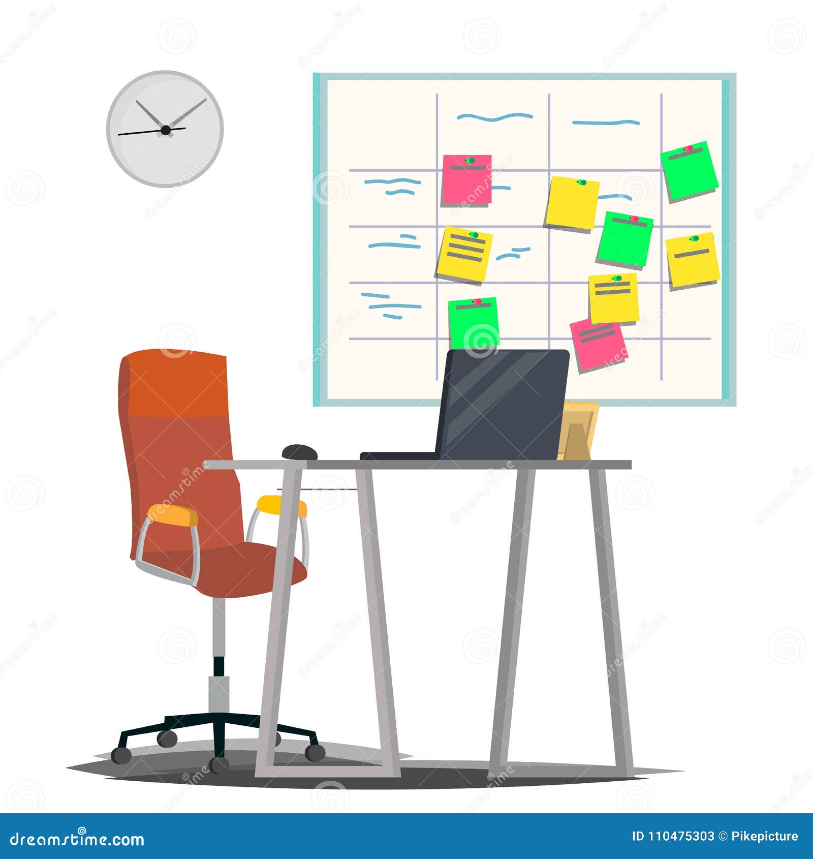 Scrum Board Vector. Board with Post it Notes. for Software Development ...