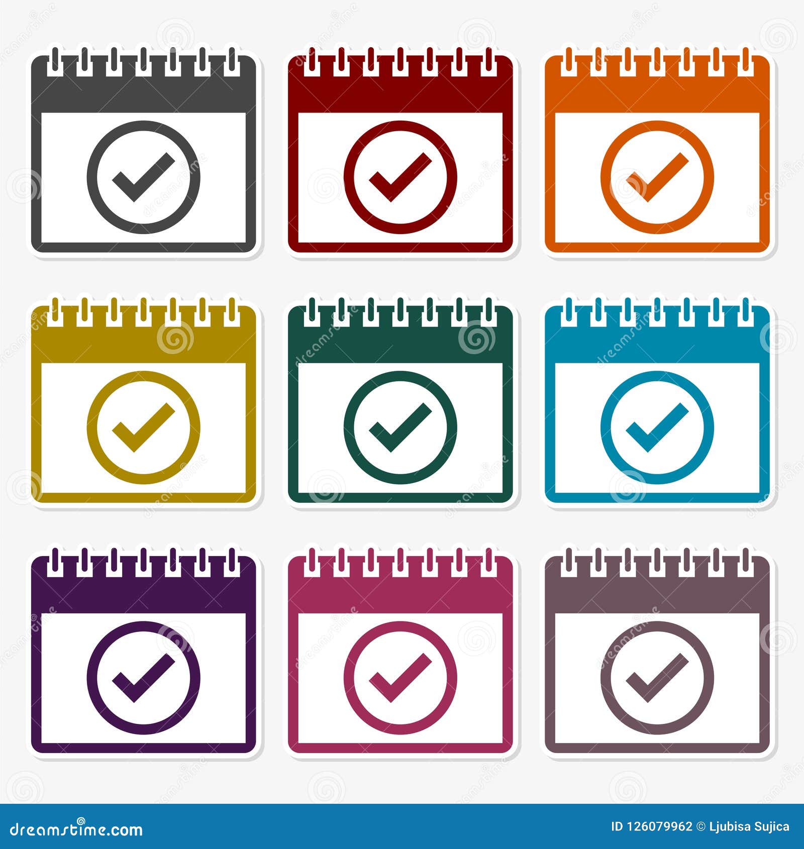 Planning Calendar - Vector Icons Set Stock Vector - Illustration of ...