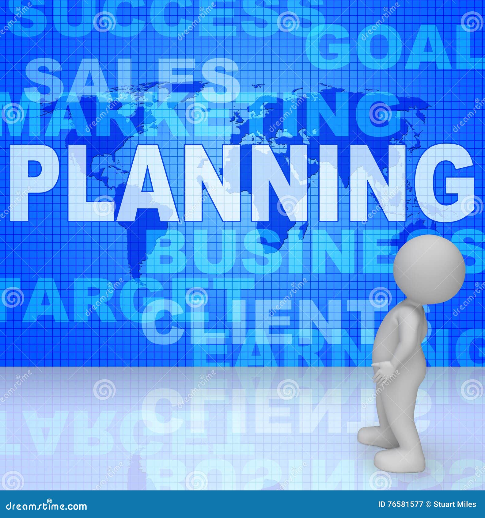 Planning Character Represents Objective Mission and Goal 3d Rendering ...