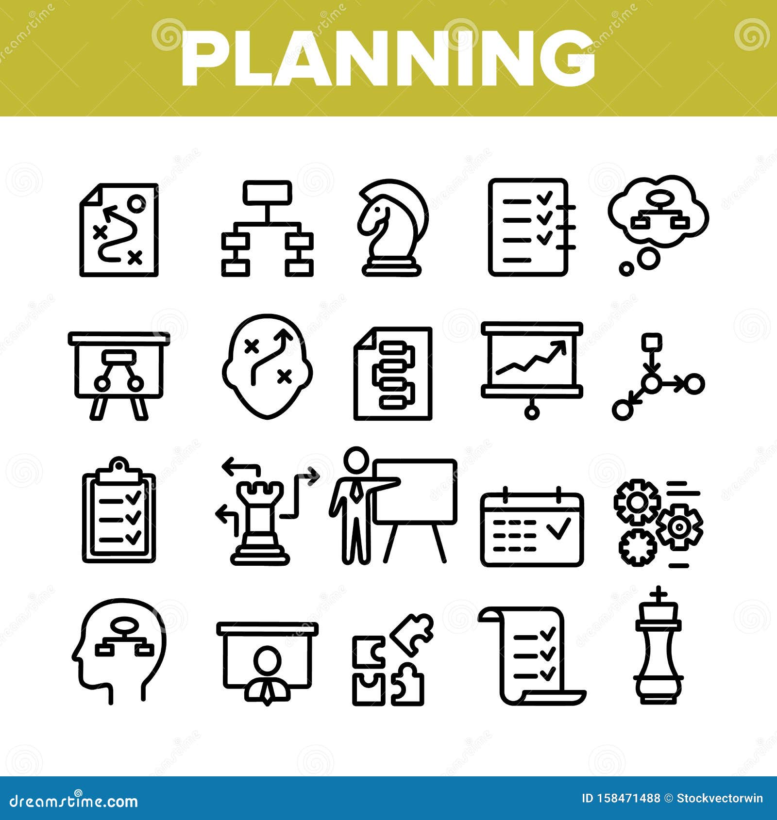Planning Collection Elements Vector Icons Set Stock Vector ...