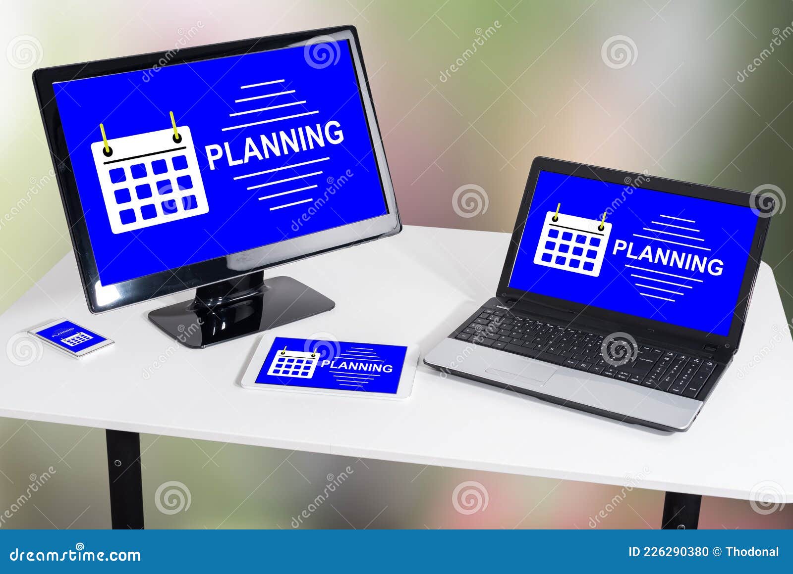 Planning Concept on Different Devices Stock Photo - Image of event ...