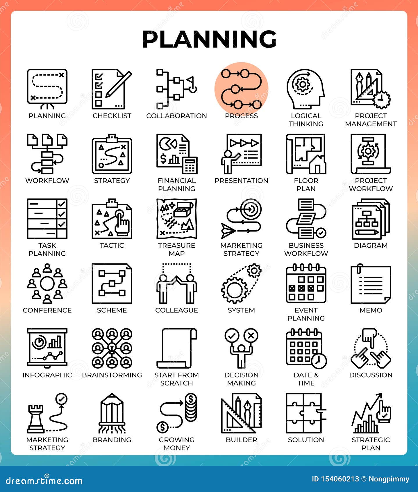 Planning concept icon set stock vector. Illustration of money - 154060213
