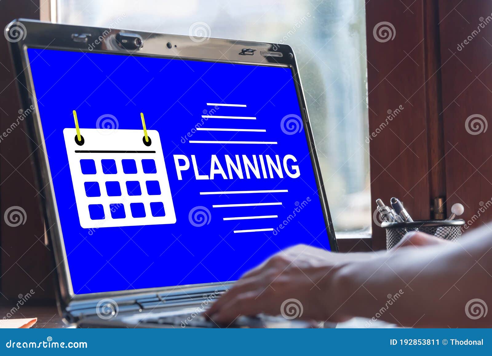 Planning Concept on a Laptop Screen Stock Image - Image of agenda ...