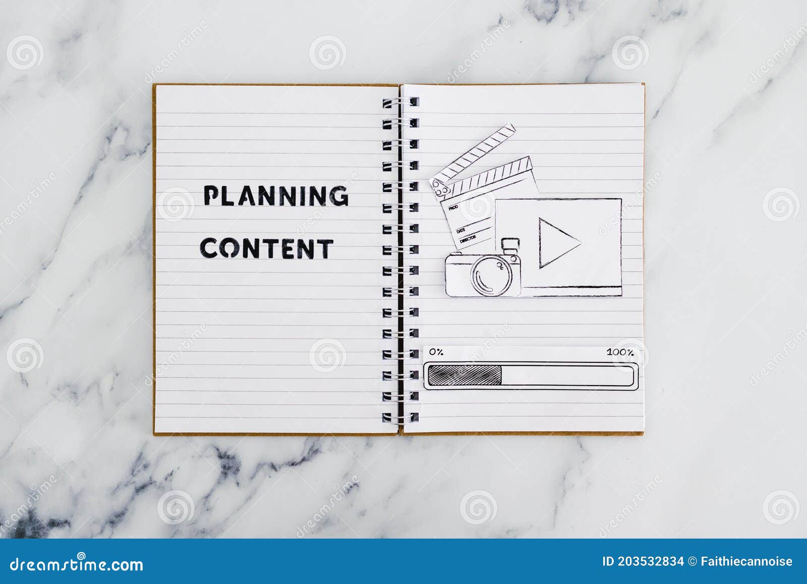 Planning Content for Social Media, Notebook with Photo and Video Icon ...