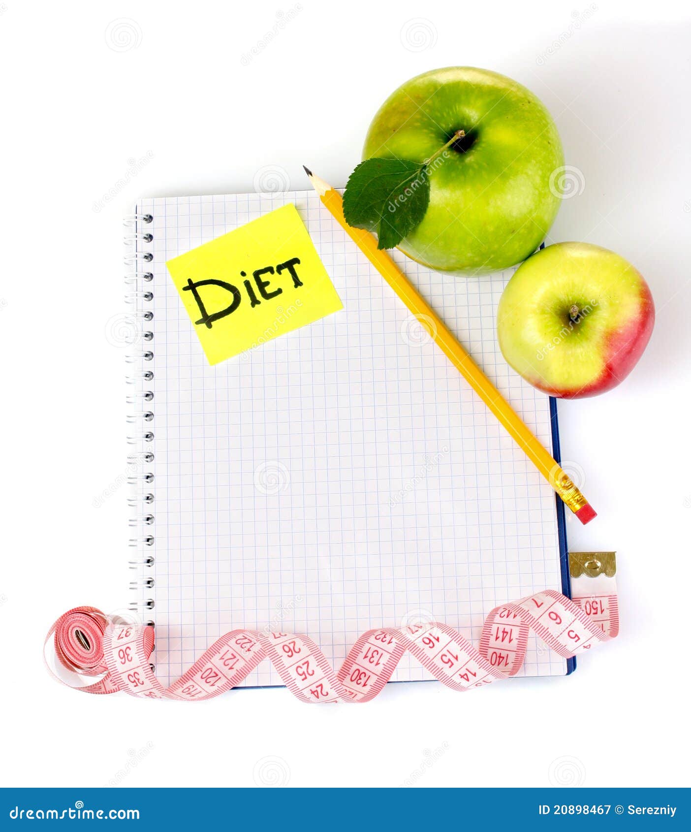 Planning of a Diet. Notebook, Pencil and Apples Stock Image - Image of ...