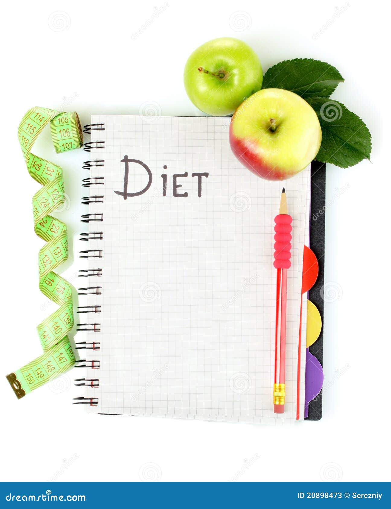 Planning of a Diet. Notebook, Pencil and Apples Stock Image - Image of ...