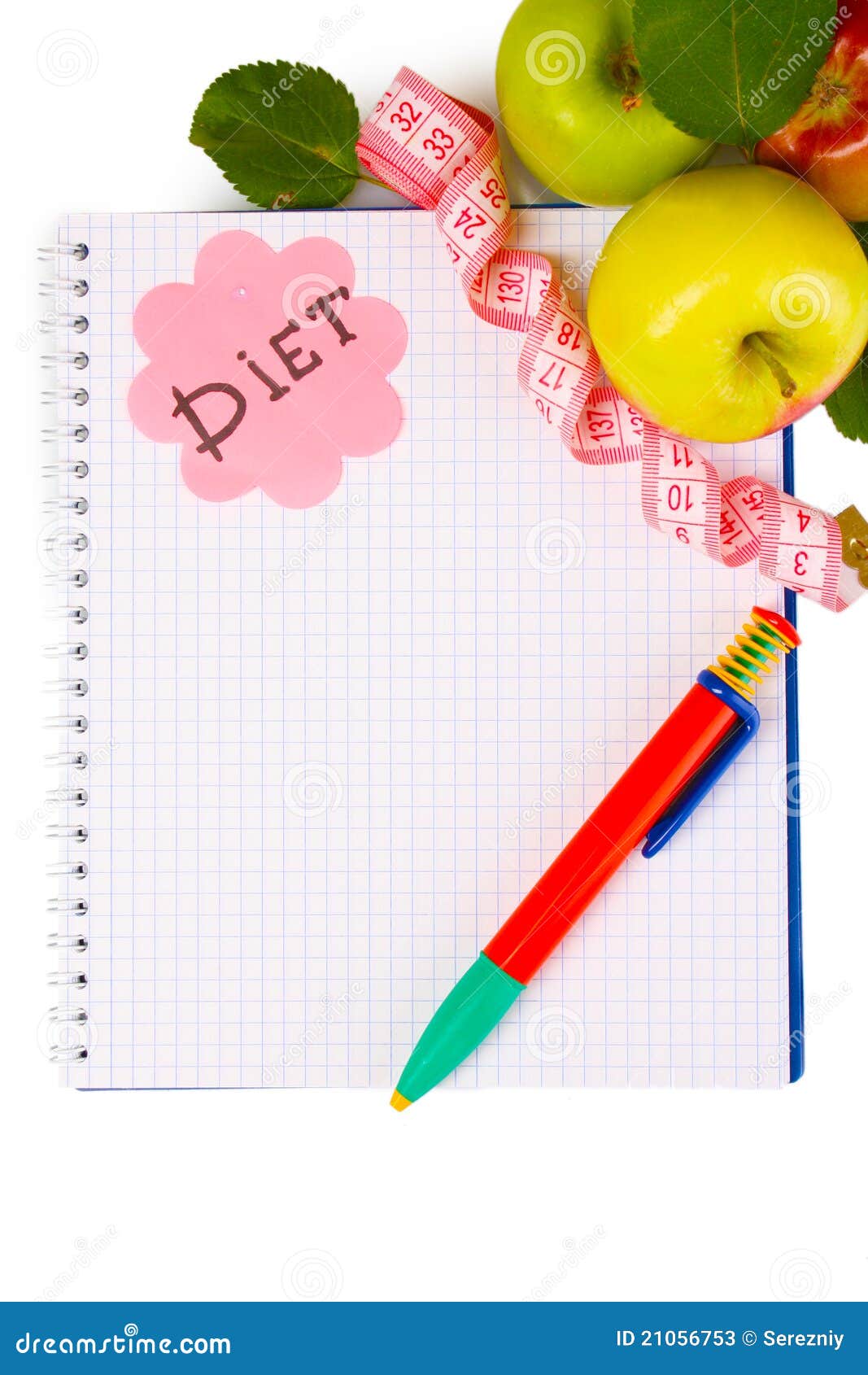 Planning of Diet. Notebook, Pencil and Apples Stock Image - Image of ...