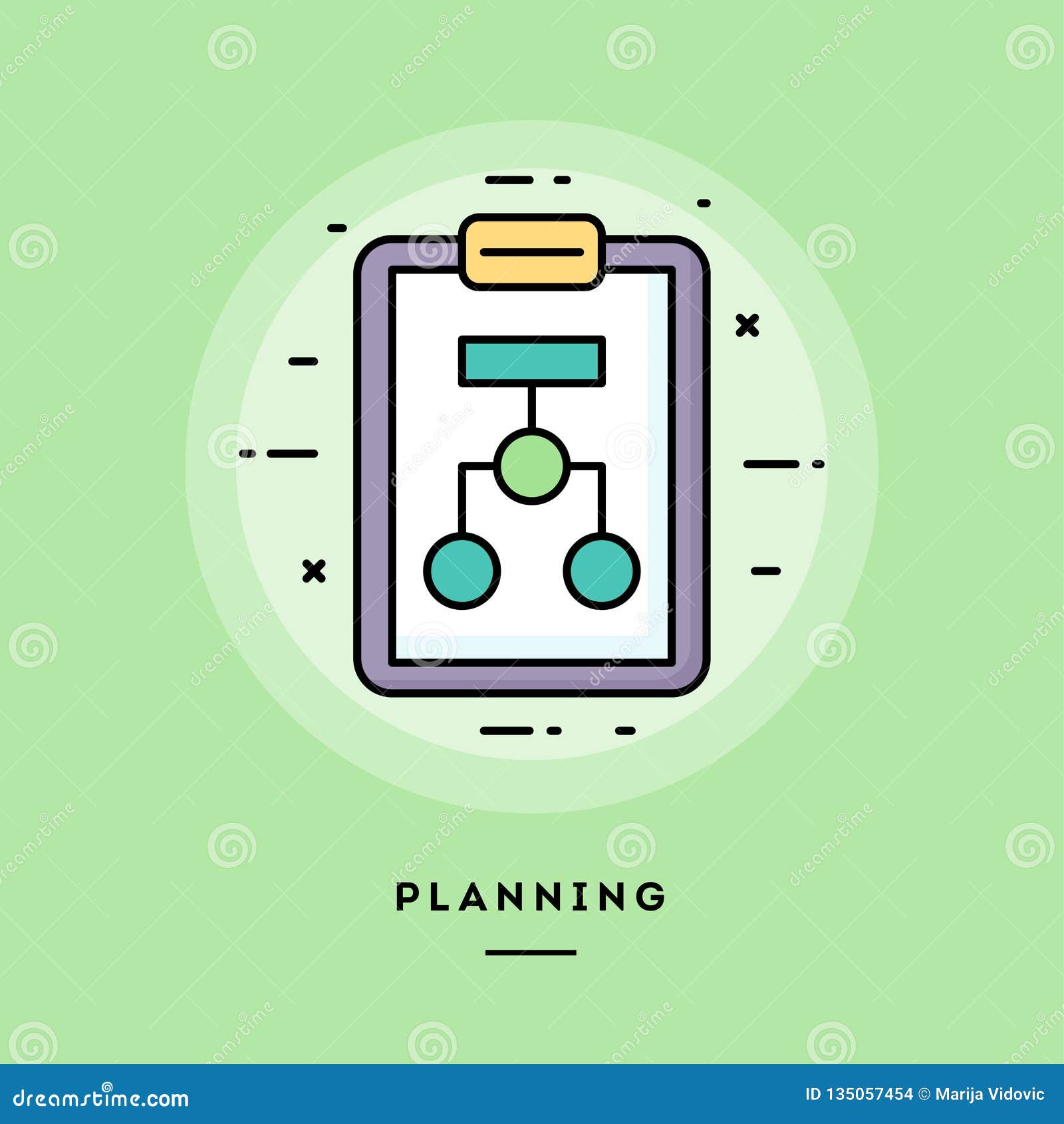 Planning, Flat Design Thin Line Banner. Stock Vector - Illustration of ...