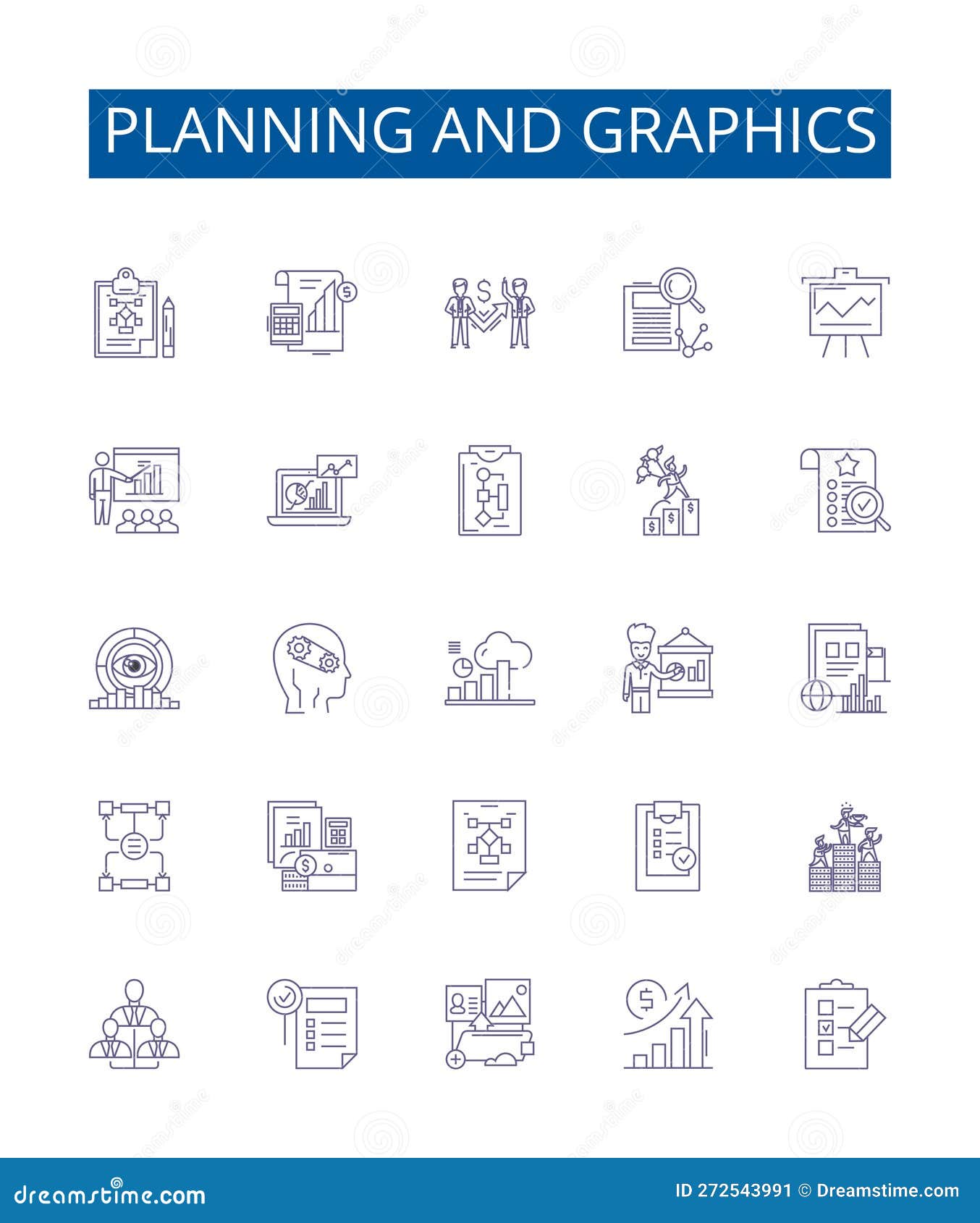 Planning and Graphics Line Icons Signs Set. Design Collection of ...