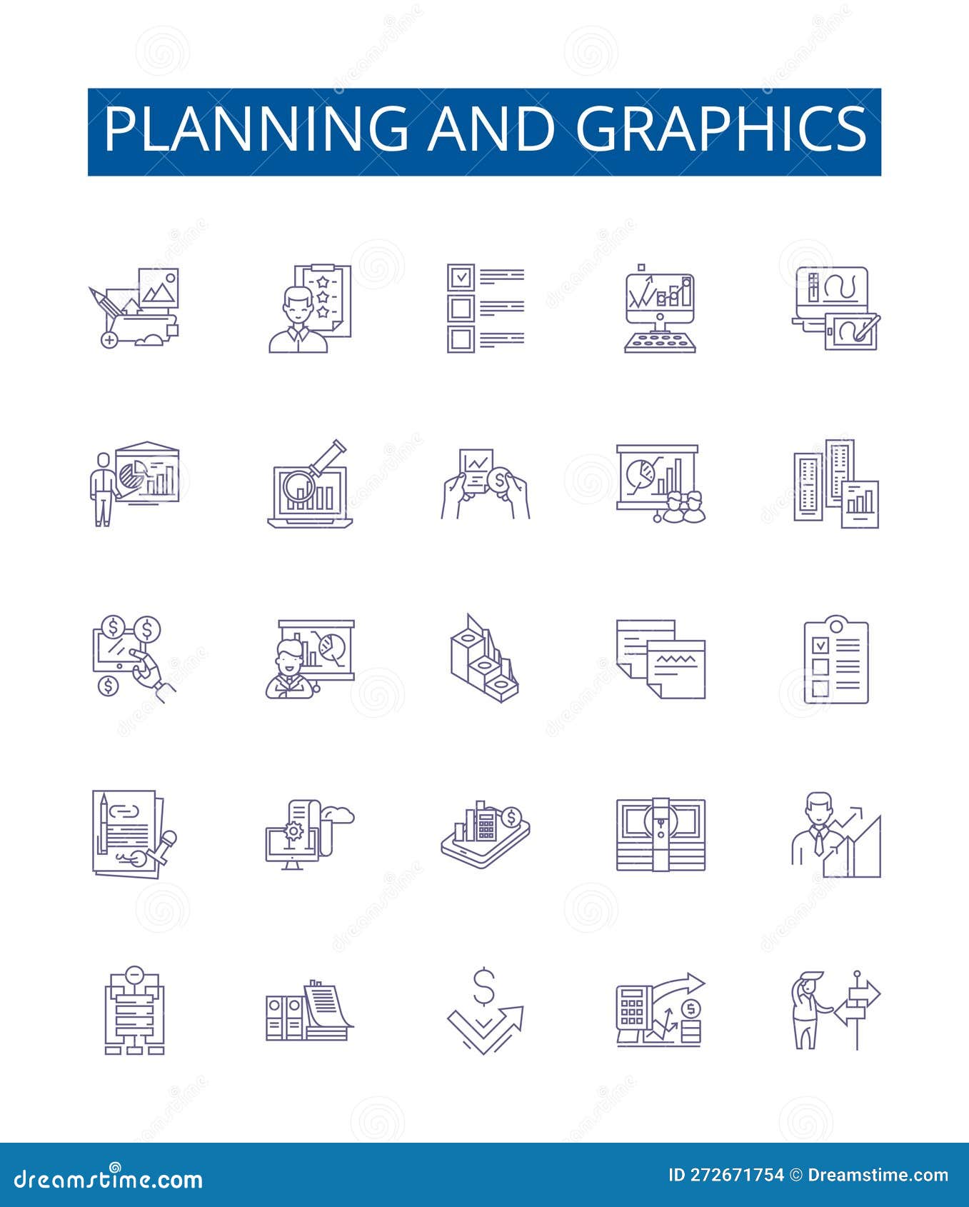 Planning and Graphics Line Icons Signs Set. Design Collection of ...
