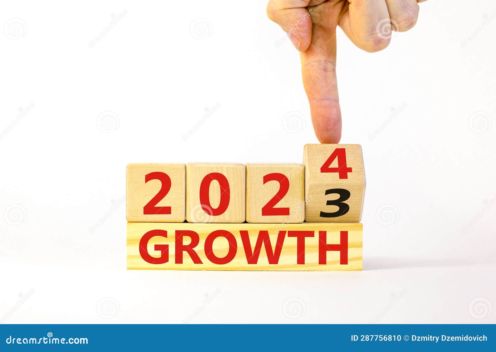 Planning 2024 Growth New Year Symbol Businessman Turns A Wooden Cube