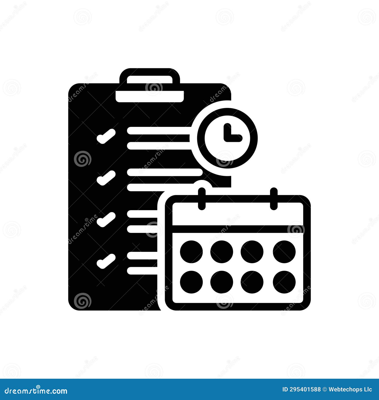 Black Solid Icon for Planning, Calendar and Clipboard Stock Vector ...