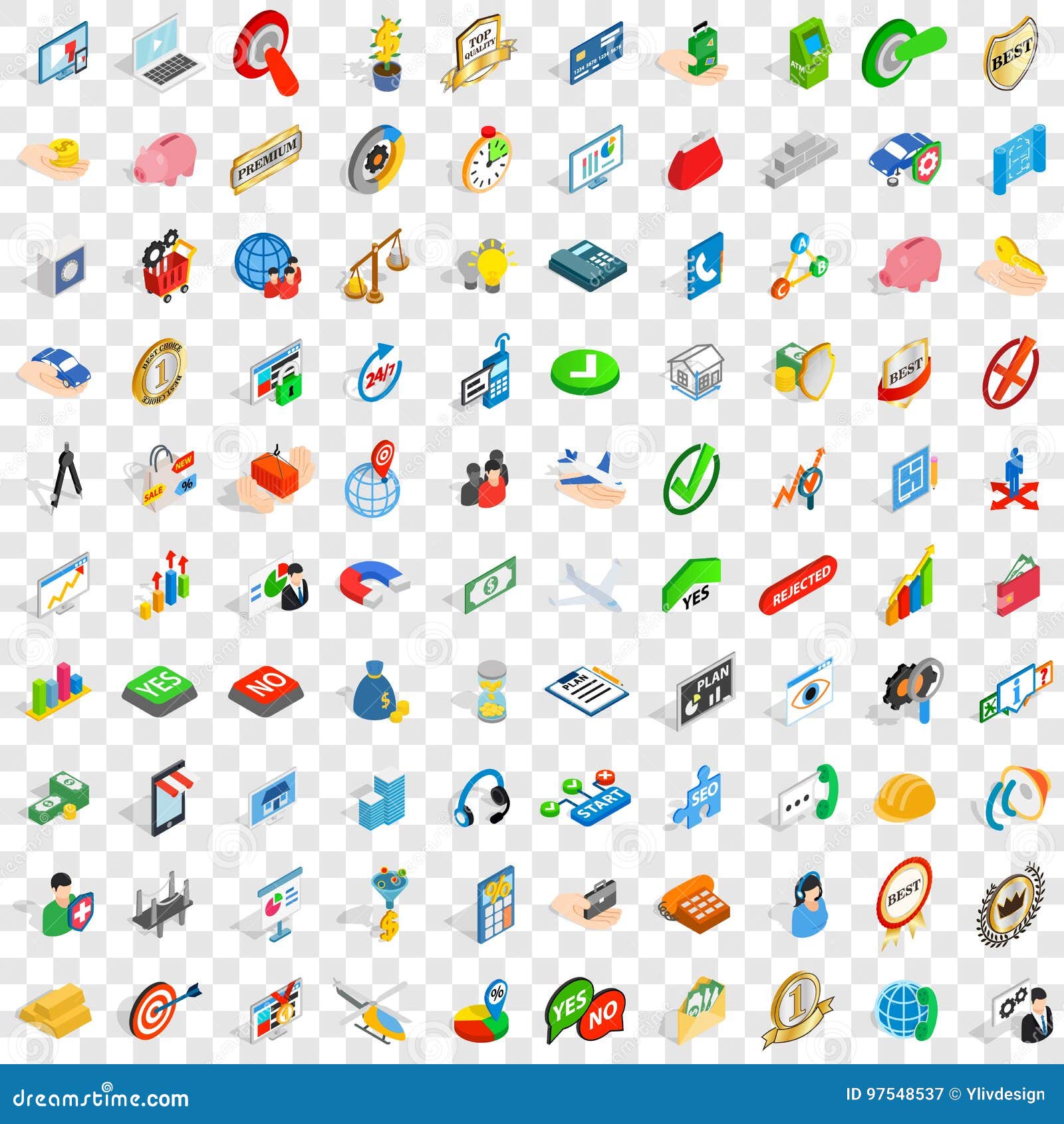 100 Planning Icons Set, Isometric 3d Style Stock Vector - Illustration ...