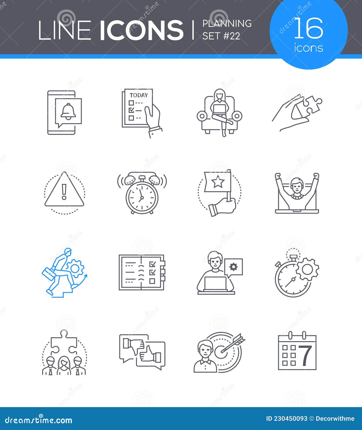 Planning Mobile App - Line Design Style Icons Set Stock Vector ...