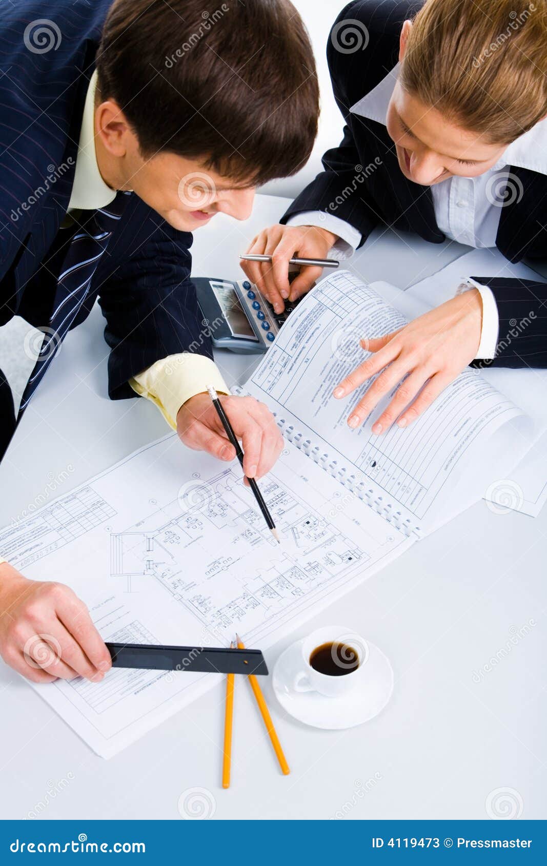 Planning a new project stock image. Image of pencil, architect - 4119473