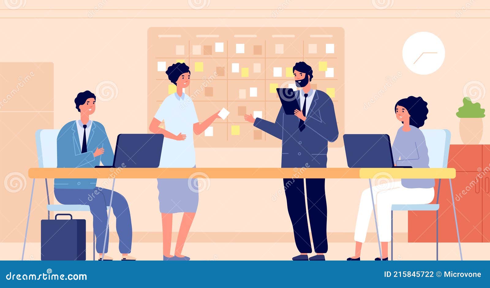 Planning Office Meeting. Team Presentation, Working Business Seminar Or ...