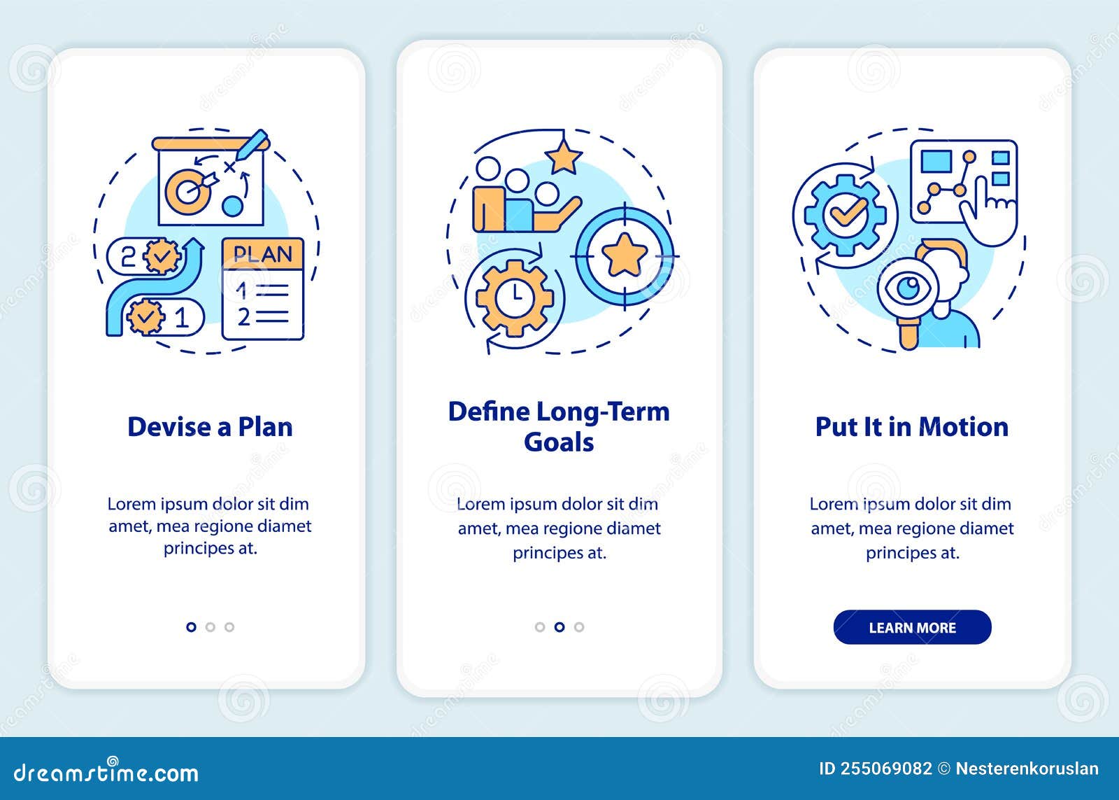 Planning Onboarding Mobile App Screen Stock Vector Illustration Of