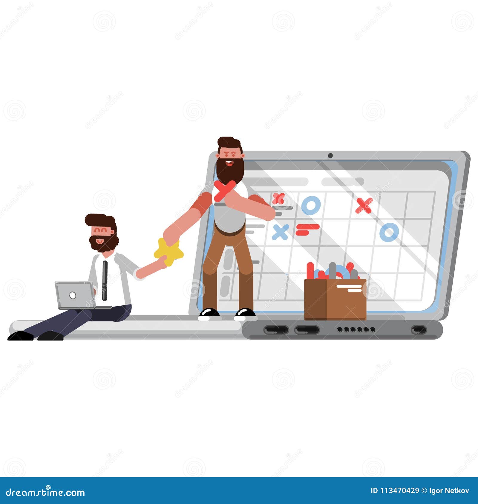 Planning and Organization Helpers on Laptop Stock Vector - Illustration ...