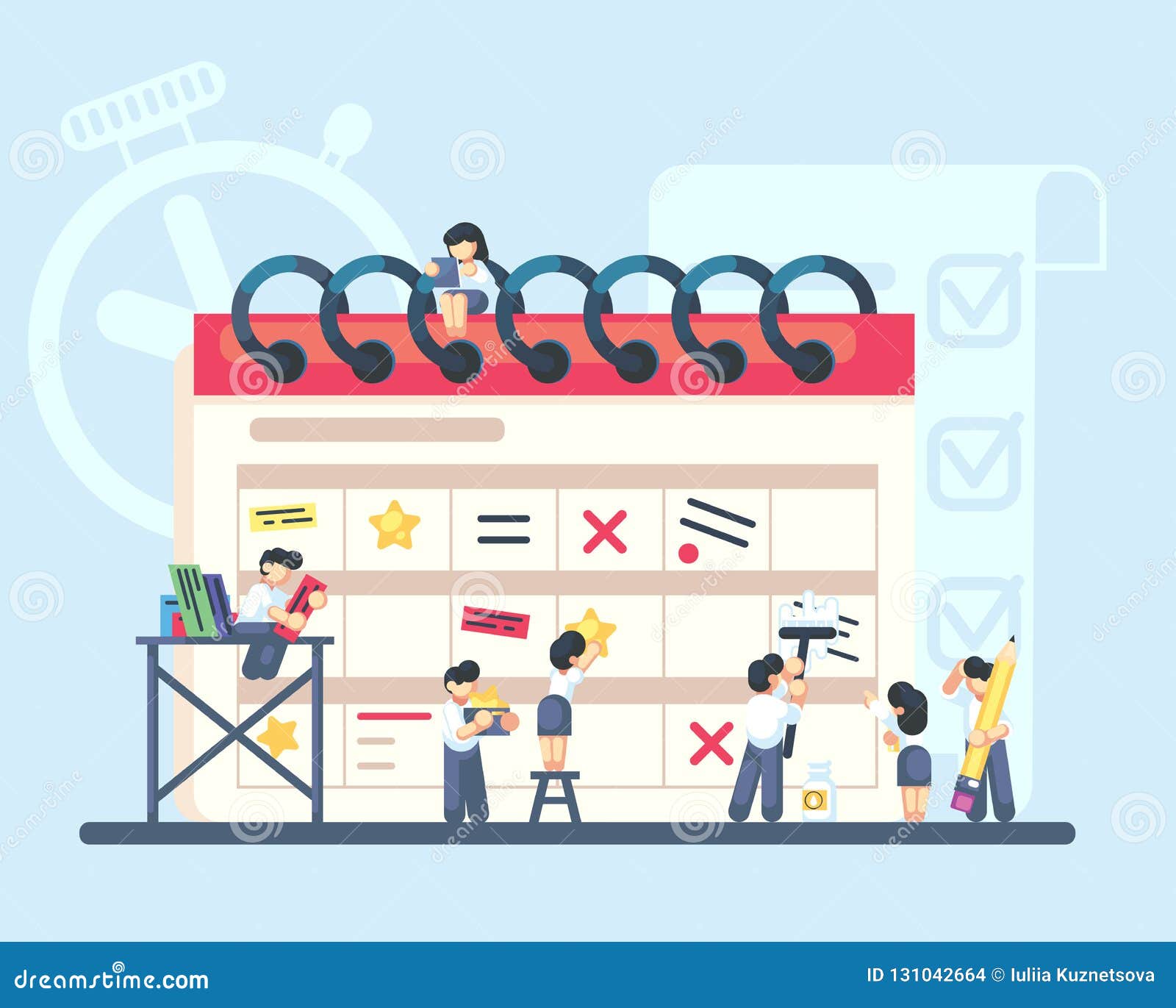 Planning and Organization of Tasks on Board Calendar. Group of Business ...