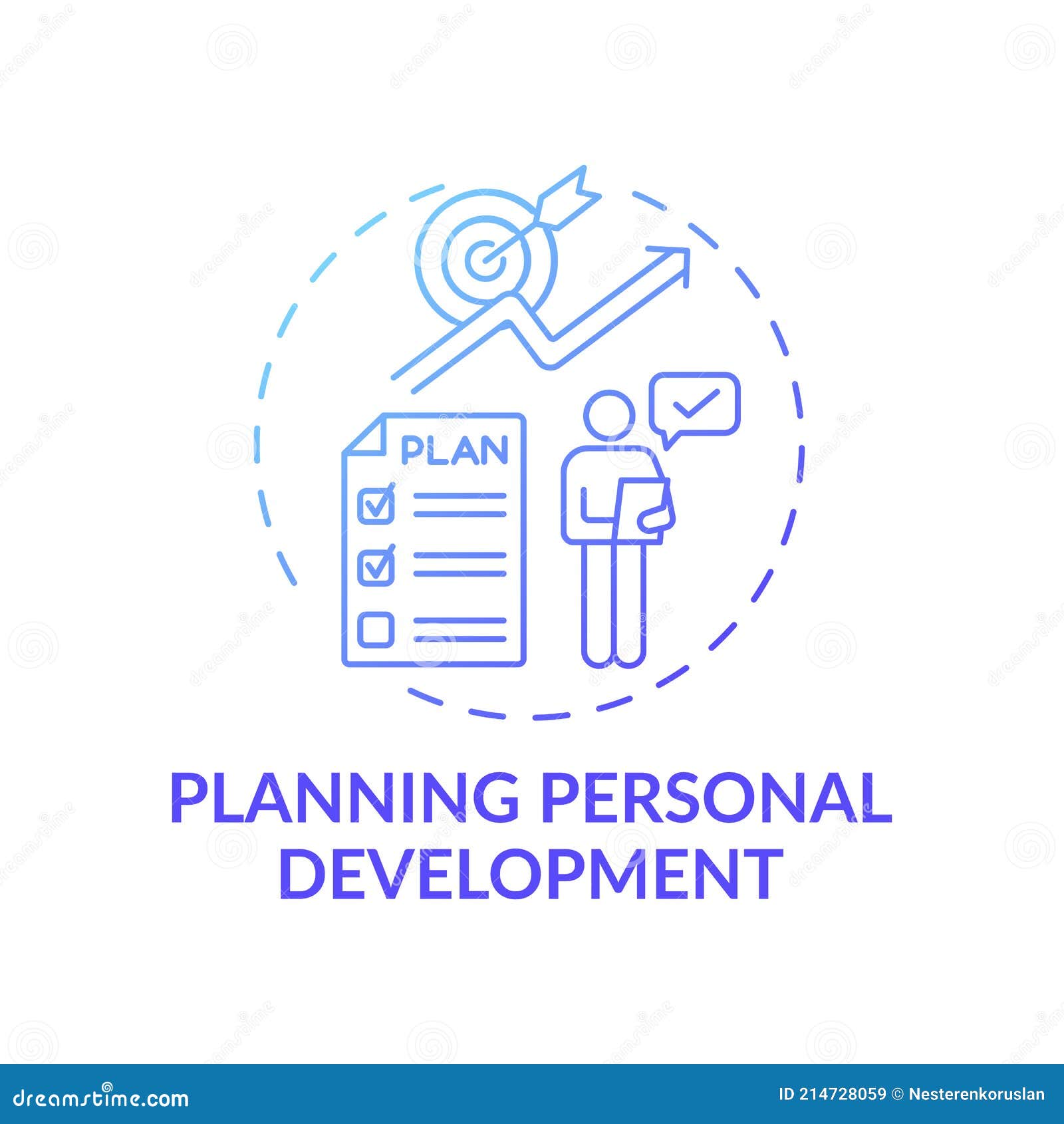 Planning Personal Development Blue Gradient Concept Icon Stock Vector ...