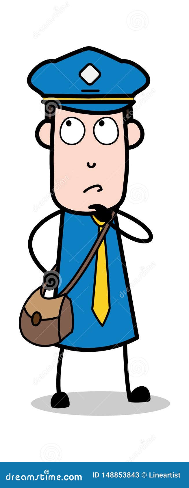 Confused - Postman Cartoon Courier Guy Vector Illustration Stock Image ...