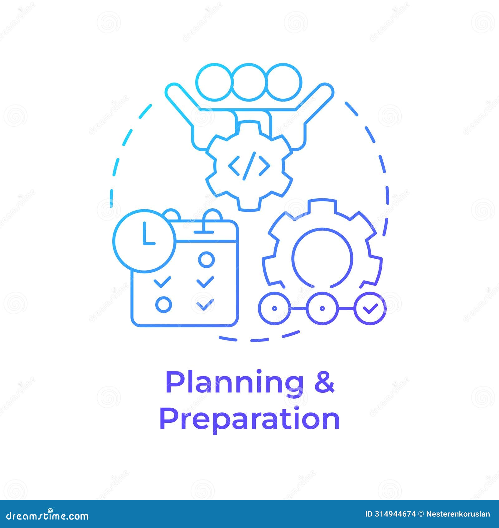 Planning and Preparation Blue Gradient Concept Icon Stock Vector ...