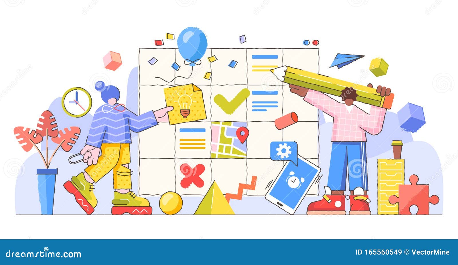 Planning Process and Control, Creative Concept Illustration Stock ...