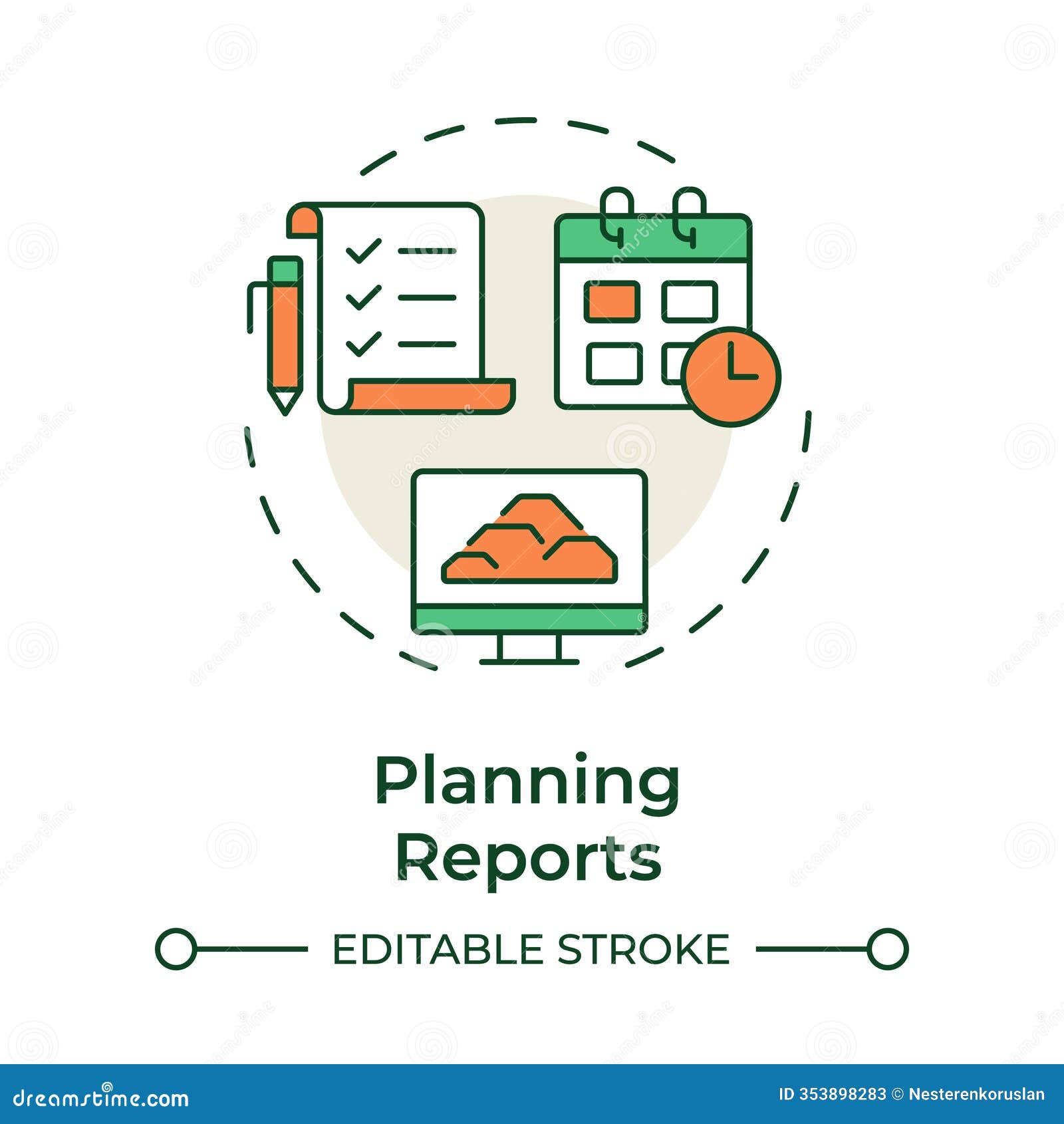 Planning Reports Multi Color Concept Icon Stock Illustration ...