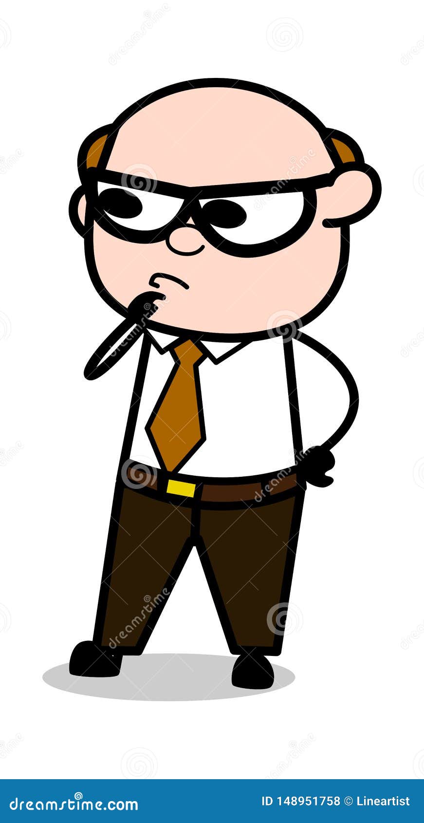 Planning - Retro Cartoon Office Old Boss Man Vector Illustration Stock ...