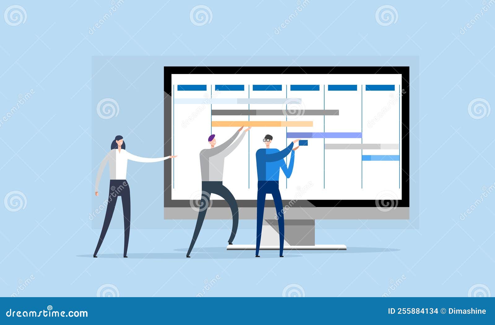 Planning, Scene People Concept. Digital Online Calendar, Work Tasks ...
