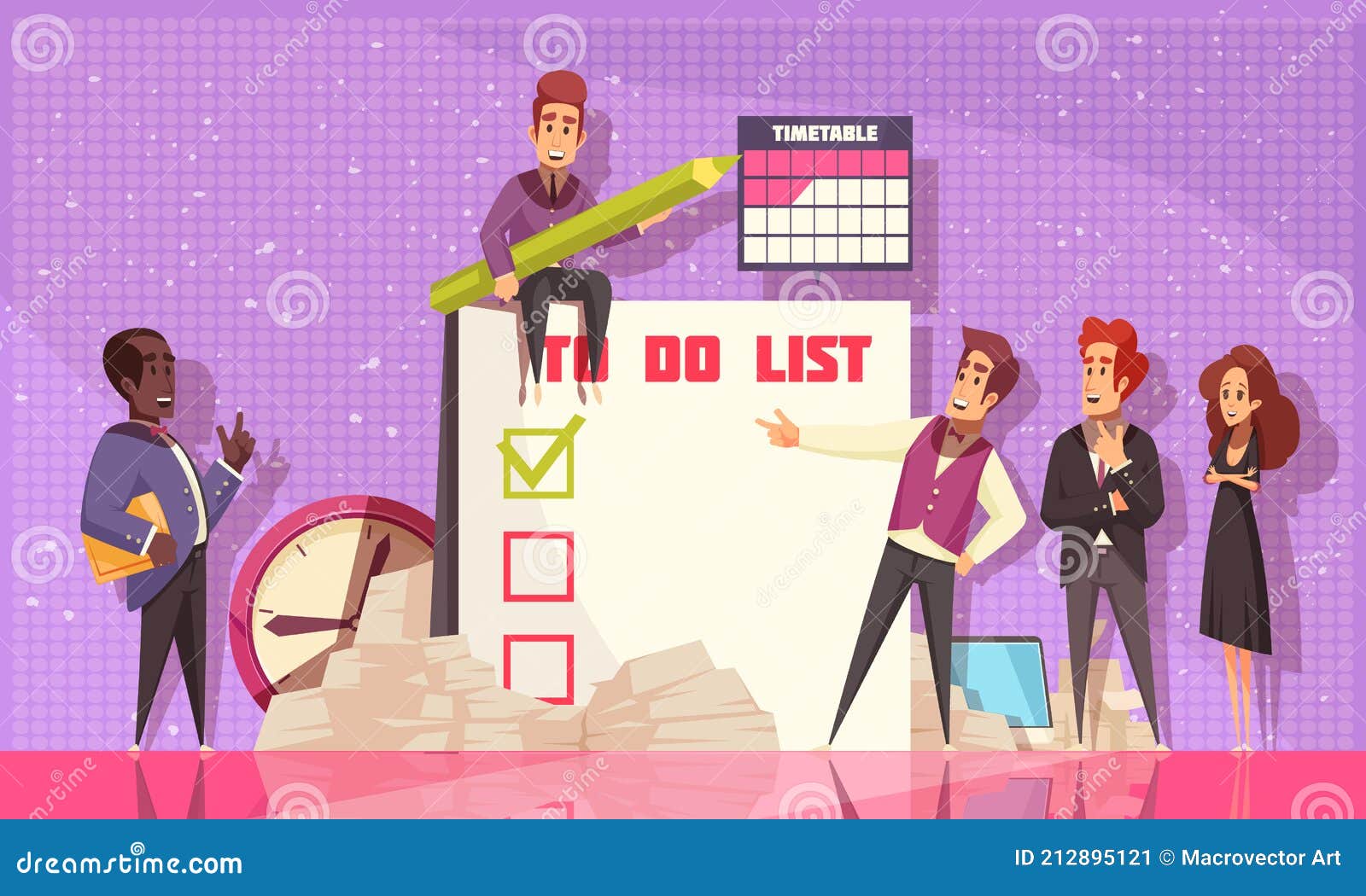 Planning Schedule Flat Composition Stock Vector - Illustration of ...