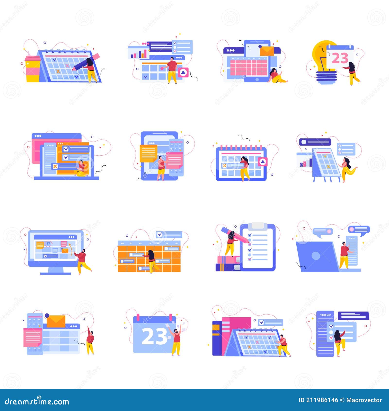 Planning Schedule Icon Set stock vector. Illustration of planner ...