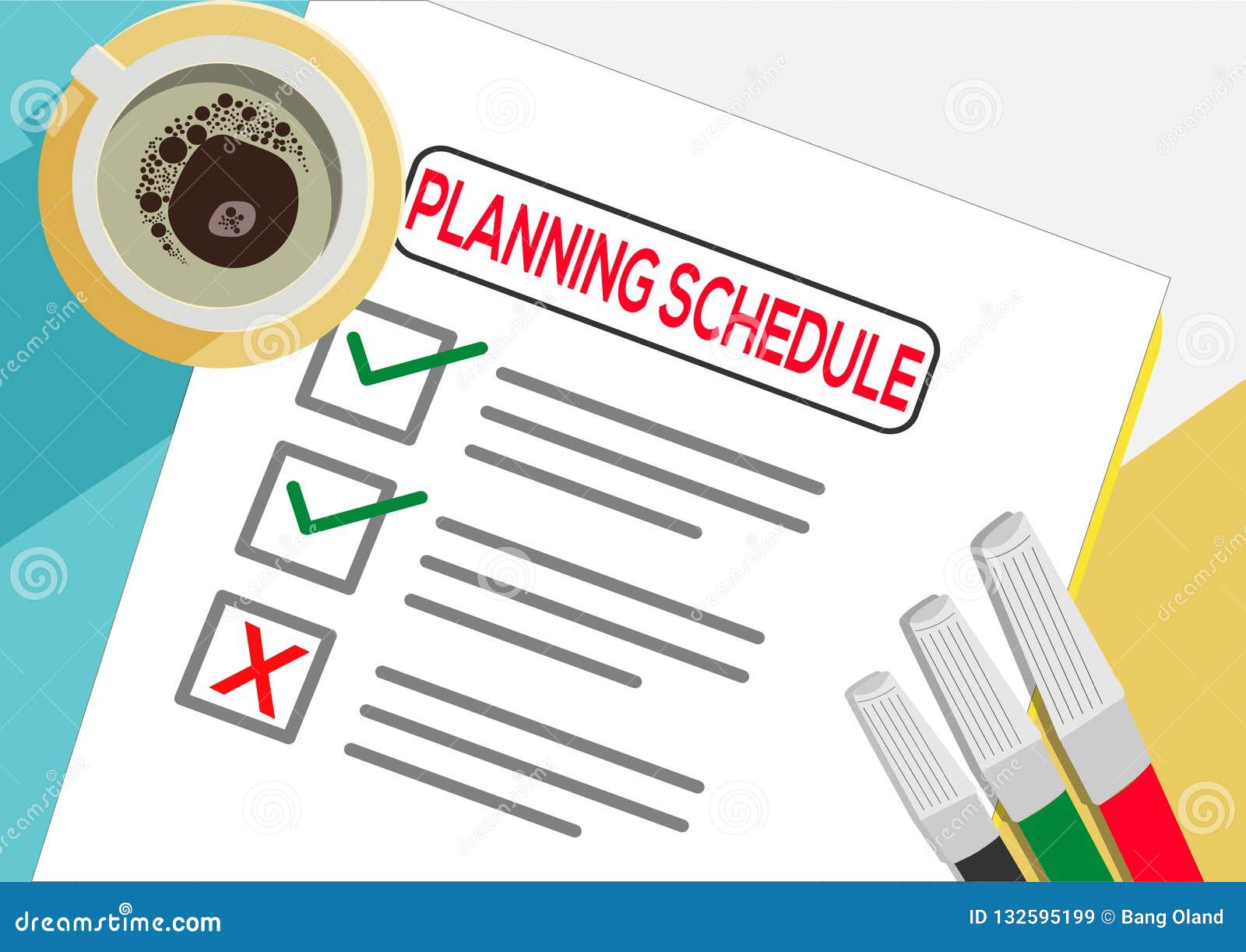 Planning Schedule or Plan Icon Concept. One Task Failed. Paper Sheets ...