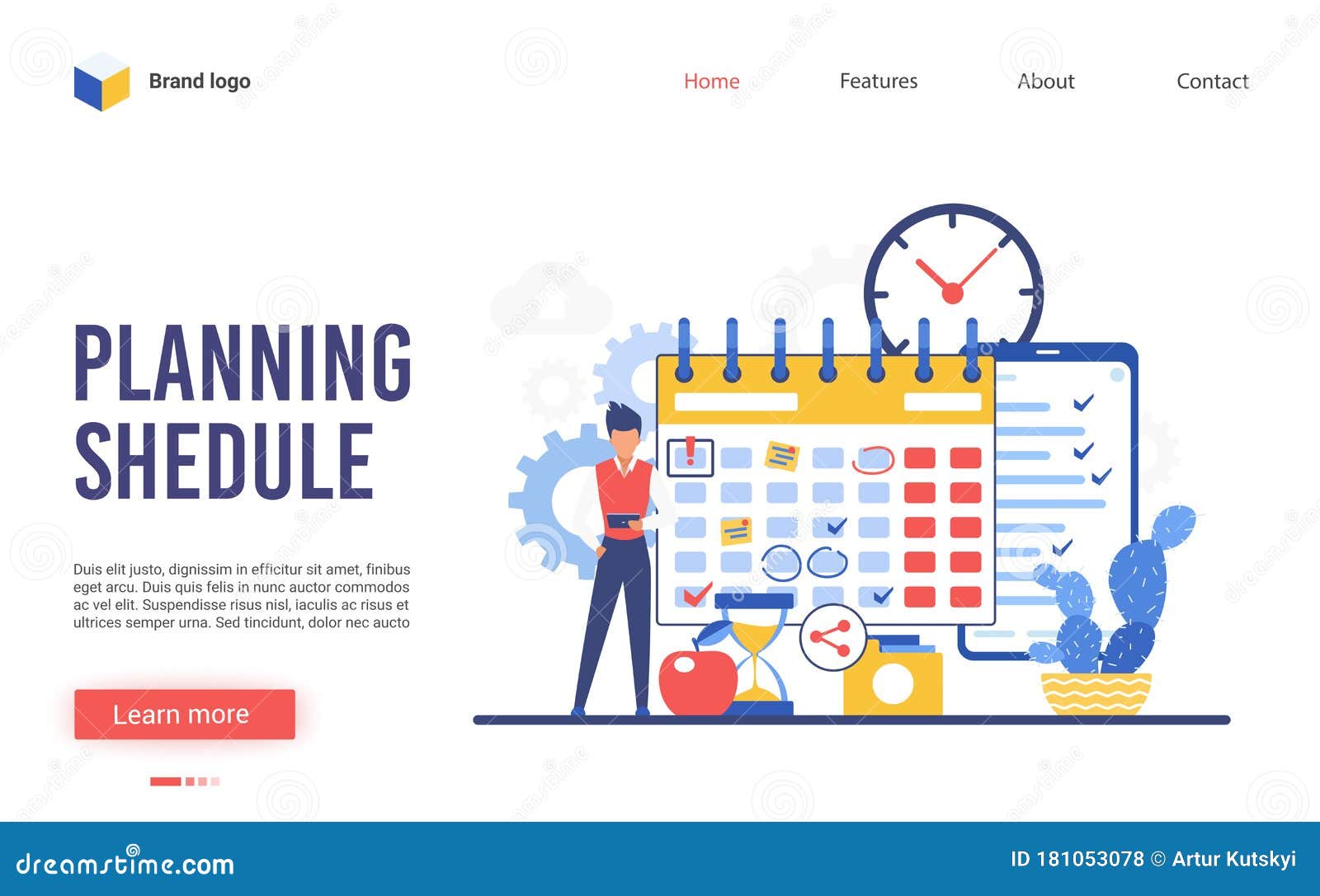 Planning Schedule Vector Illustration, Cartoon Flat Businessman ...