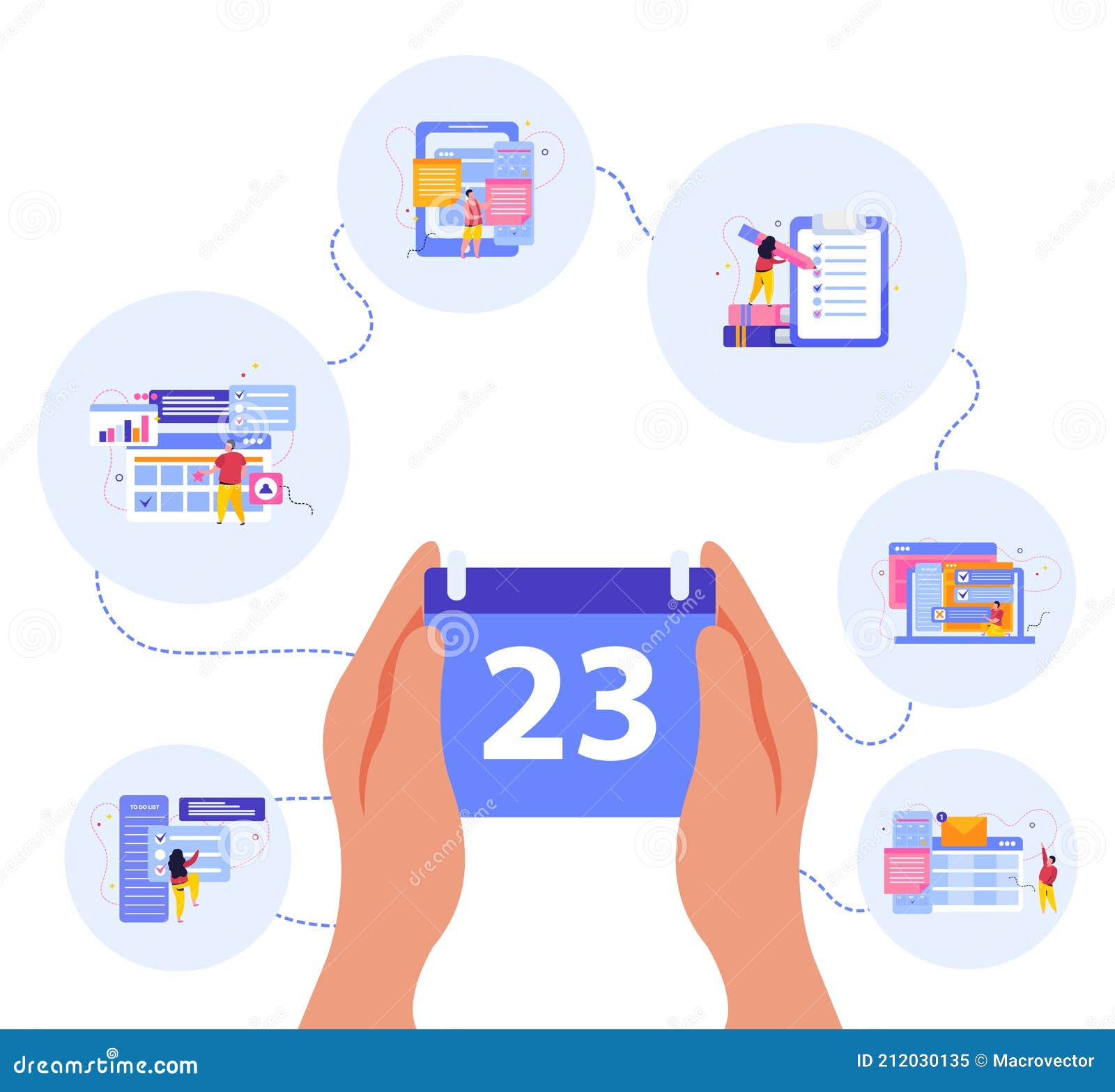 Planning Scheduling Flat Background Cartoon Vector | CartoonDealer.com ...