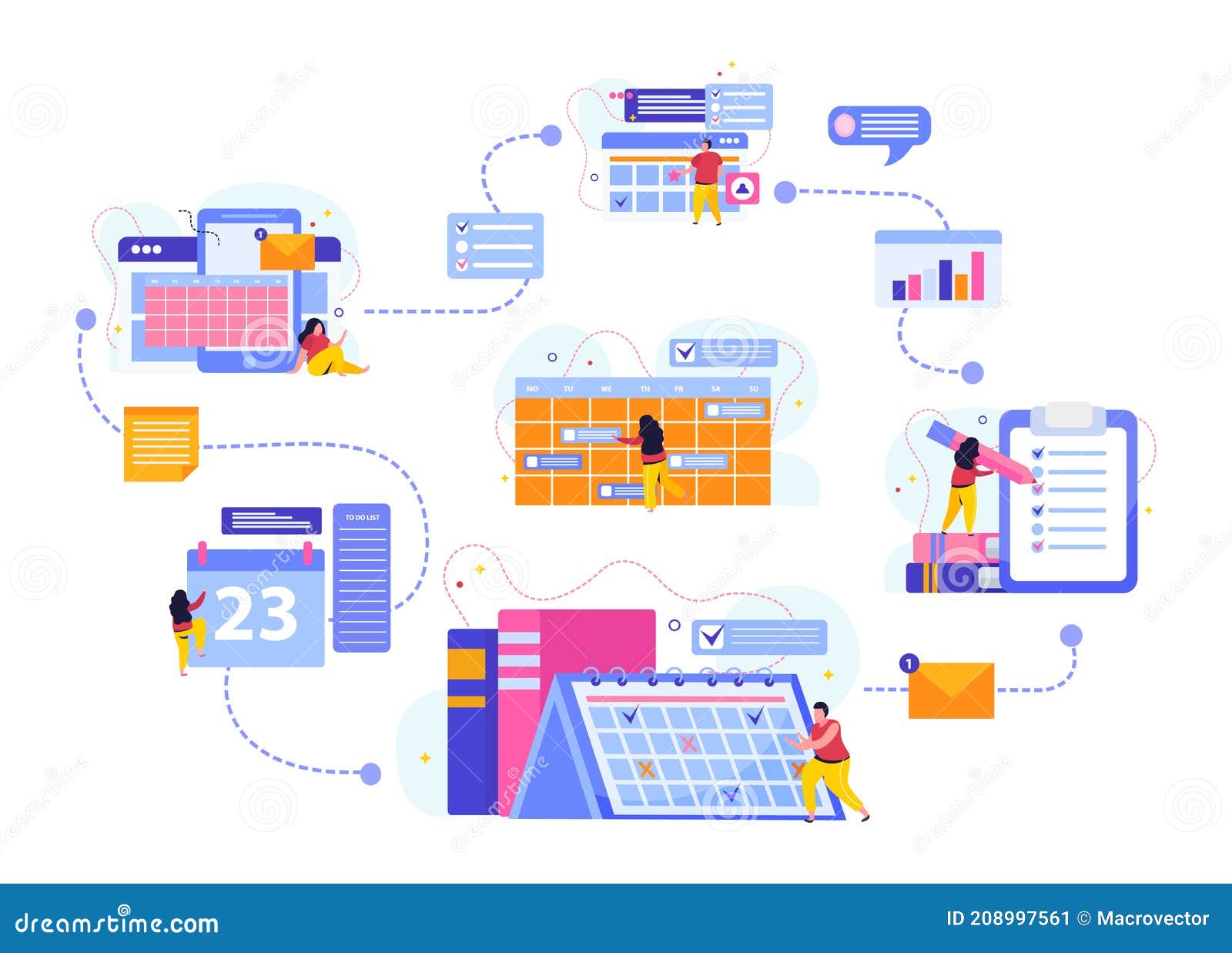 Planning And Scheduling Flowchart Cartoon Vector | CartoonDealer.com ...