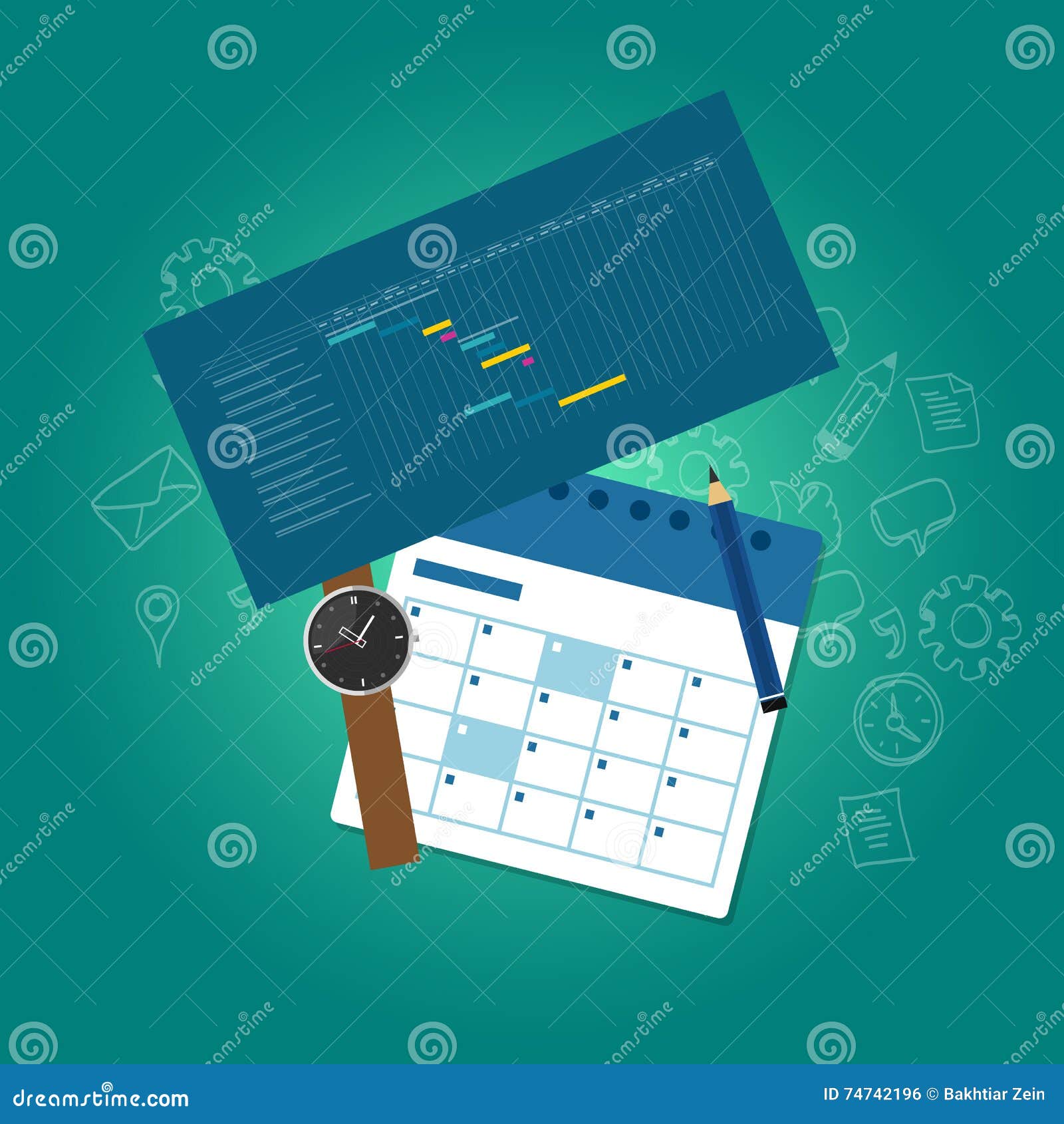 Planning and Scheduling Time Calendar Timeline Gantt Chart Stock Vector ...