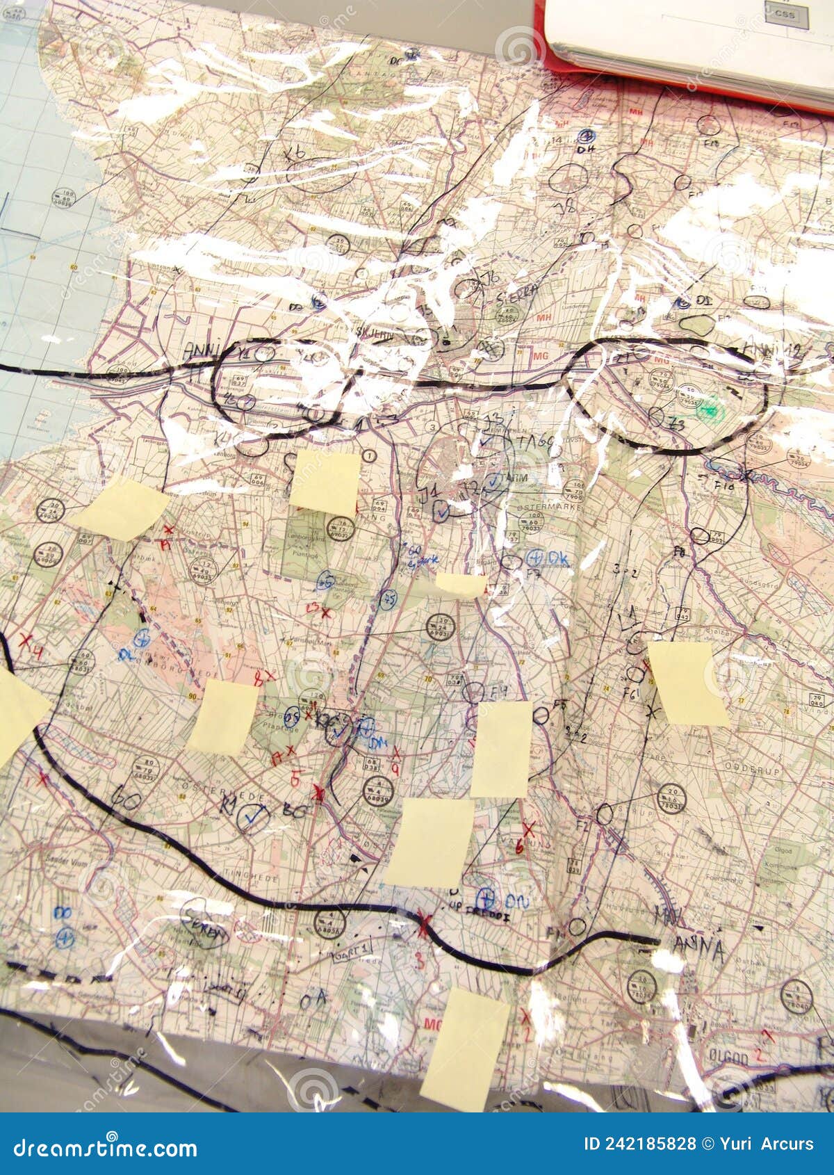 Planning Strategy - Military. a Closeup Image of a Map with Markings ...