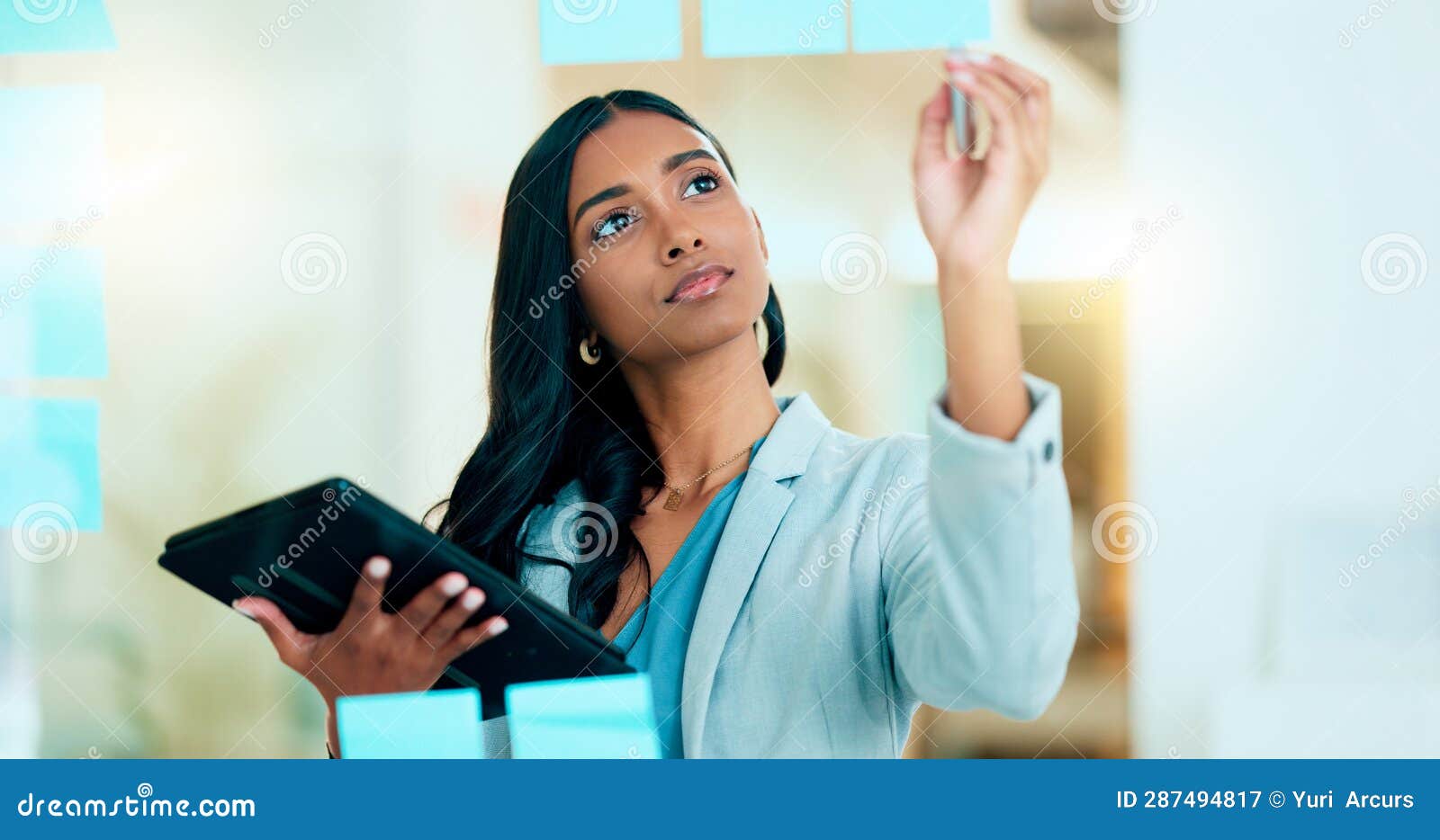 Planning Strategy, Thinking and Reading Ideas from Tablet with Visual ...